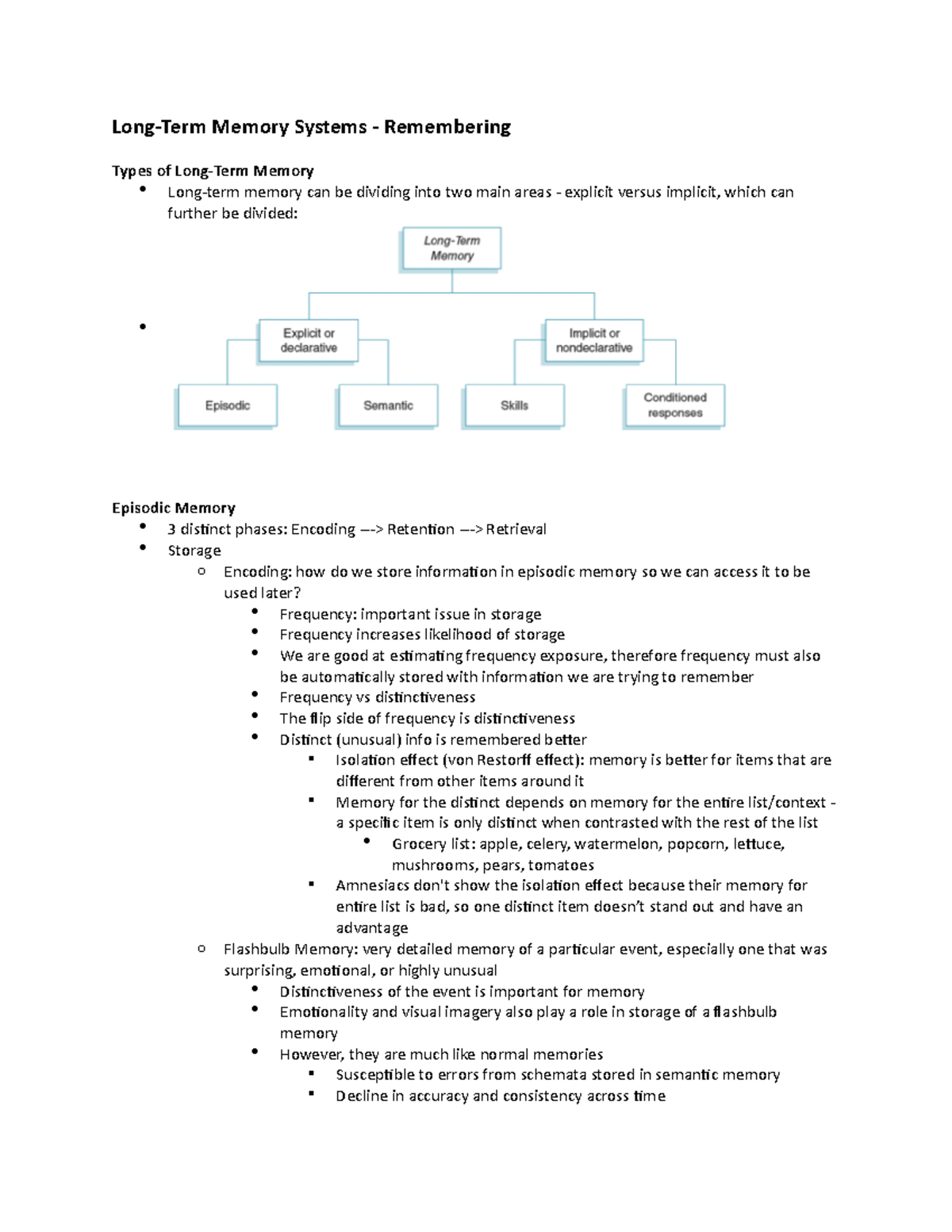 Long-term memory - Studocu