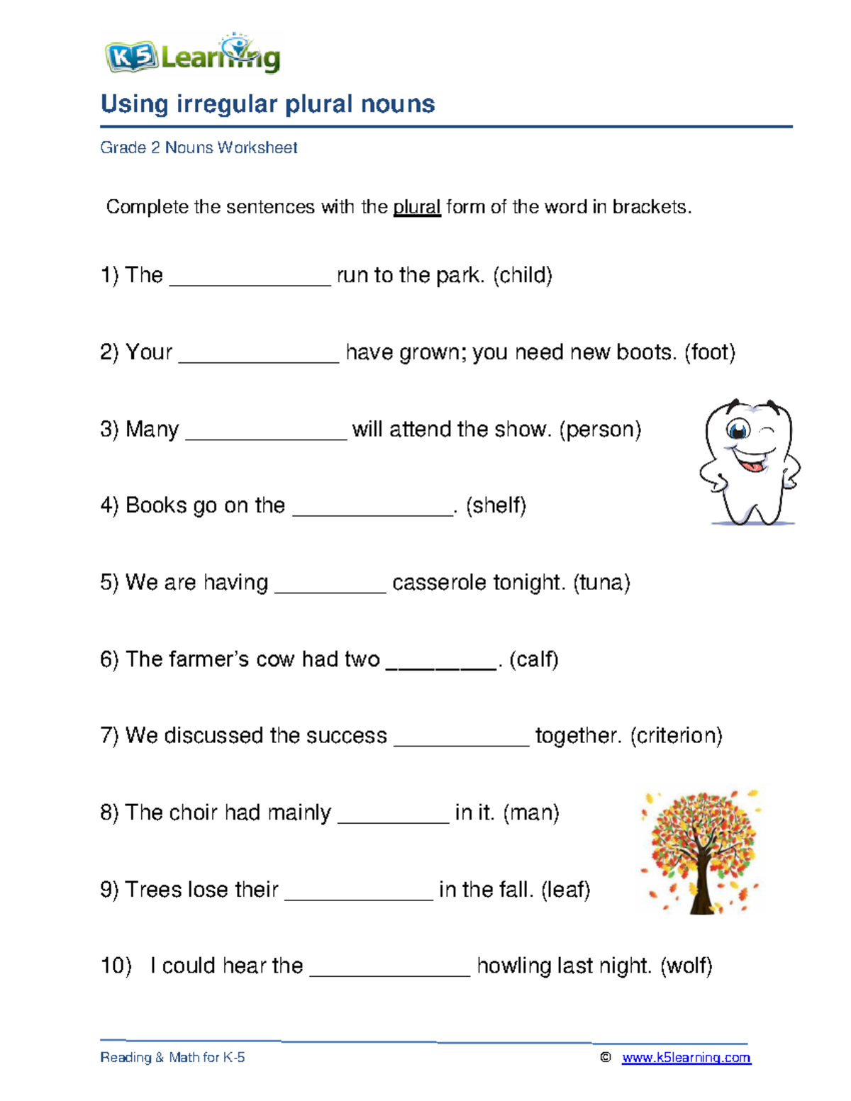 Grade 2 irregular plural nouns a - Using irregular plural nouns Grade 2 ...