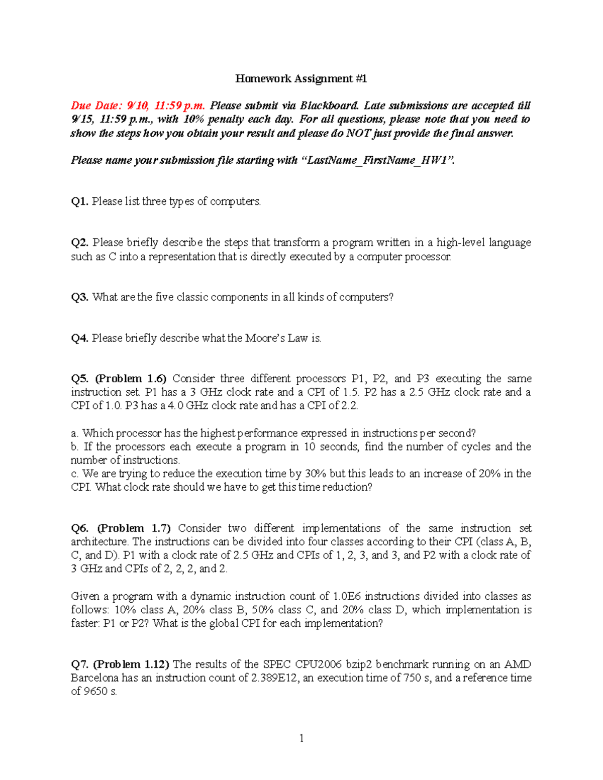 Assignment 1 - Please submit via Blackboard. Late submissions are accepted till 9/15, 11:59 p ...