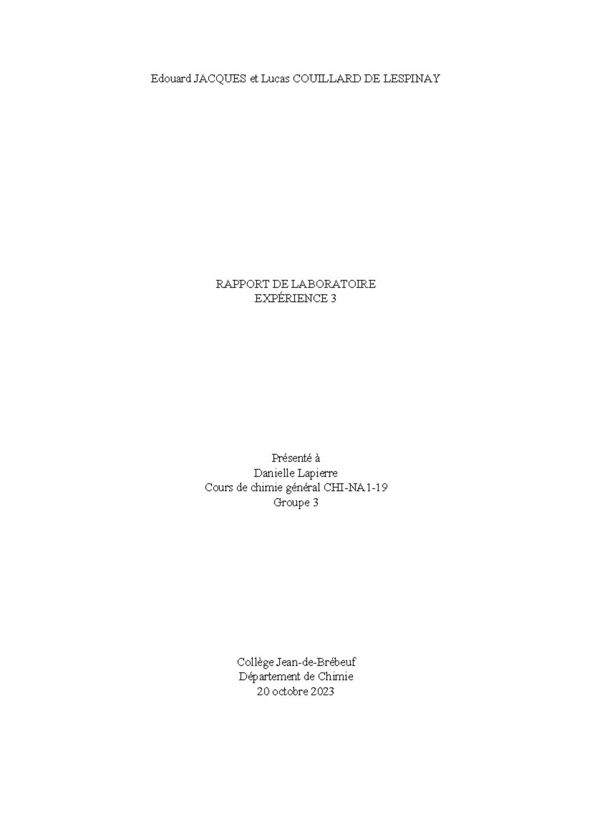 Labo spectro chimie - Edouard JACQUES et Lucas COUILLARD DE LESPINAY ...