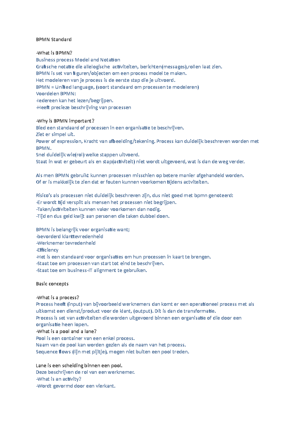 Samenvatting Processen Modelleren 1: samenvatting van alle BPMN video's ...