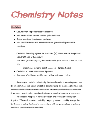 Chemistry Review Notes - Chemistry Review What is Chemistry? It's the ...