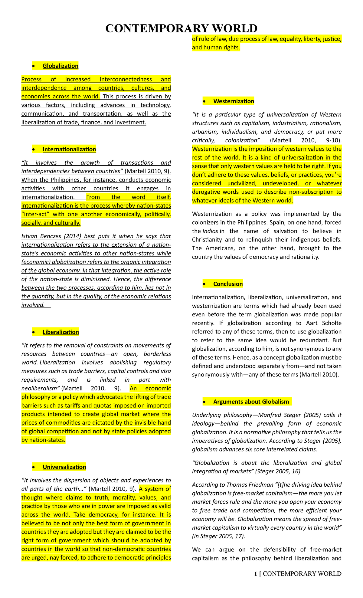 Globalization-1 - Notes - Globalization Process of increased ...