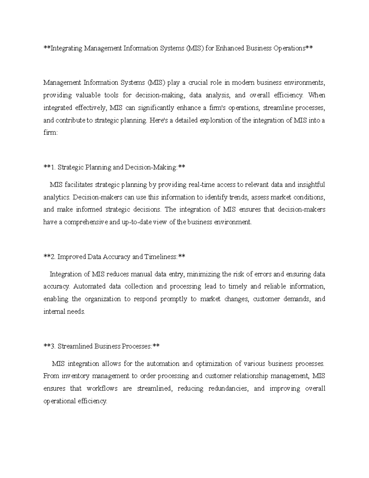 Integrating Management Information Systems - When integrated ...