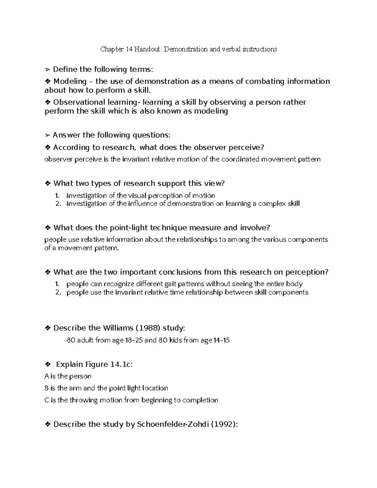 Chapter 14 Handout - Chapter 14 Handout: Demonstration and verbal ...