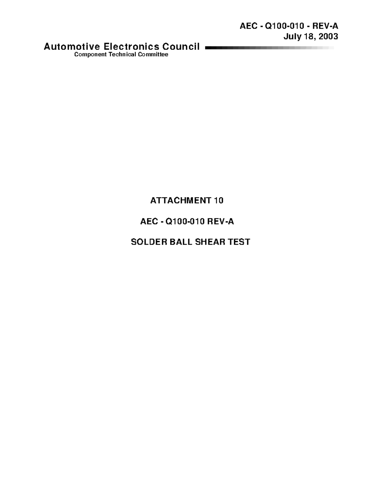 AEC Q100-010A Solder Ball Shear - July 18, 2003 Component Technical ...