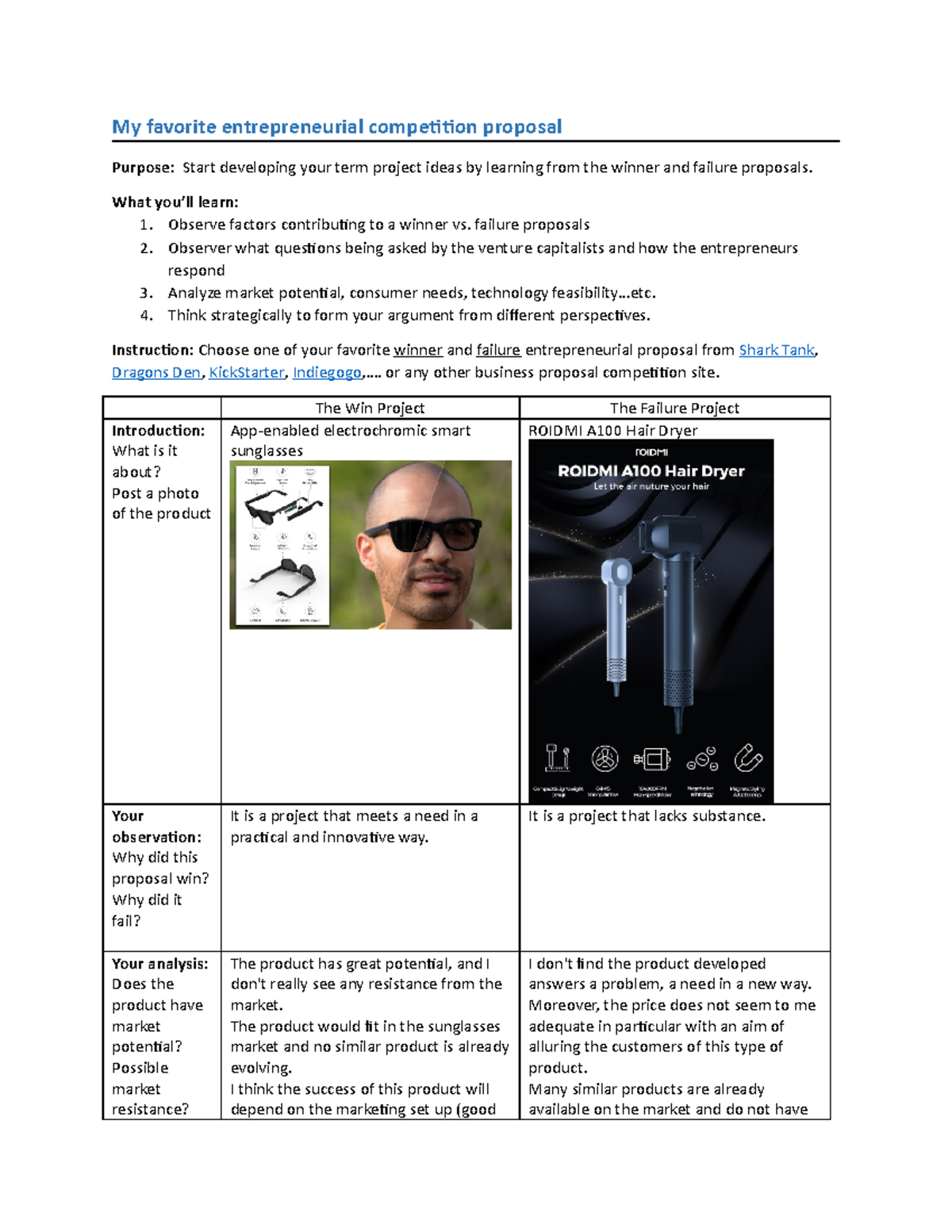 Assignment 1 - My favorite entrepreneural competition proposal - My ...
