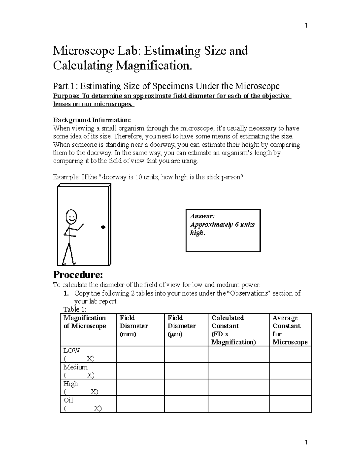 LAB Microscope lab- Estimating field diameter - Microscope Lab ... LAB Microscope lab- Estimating field diameter - Microscope Lab ...