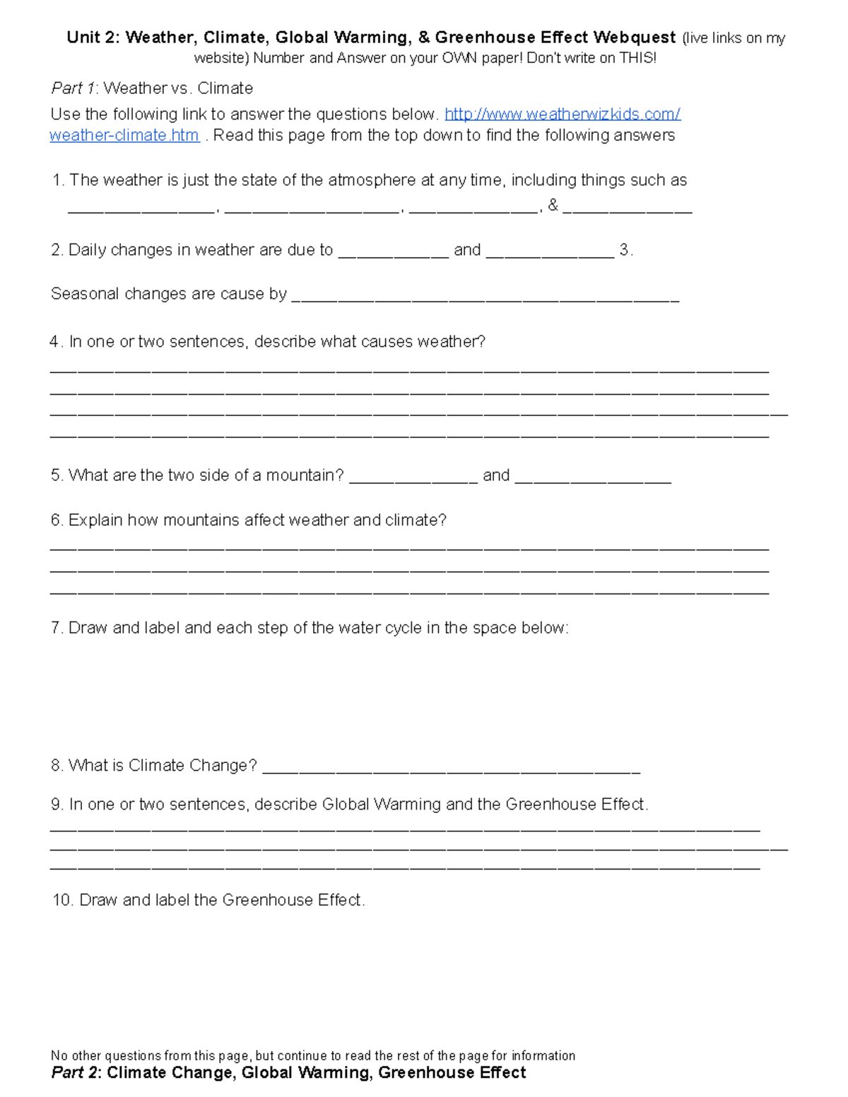 Climate- webquest - work - Unit 2: Weather, Climate, Global Warming ...
