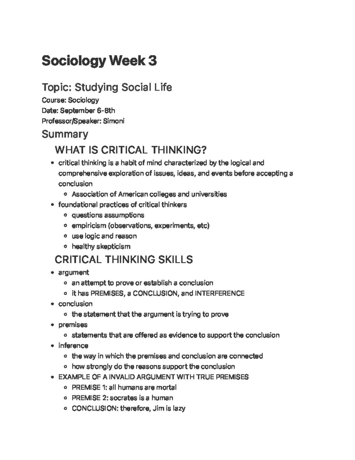 Sociology Week 3 - Week 3 notes about studying social life - Sociology ...