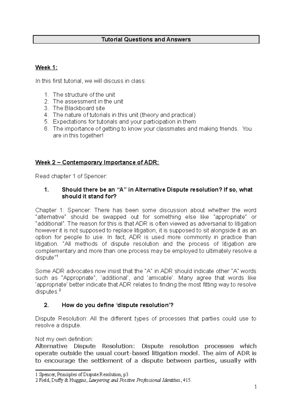 Tutorial Questions and Answers - You are in this together! Week 2 ...