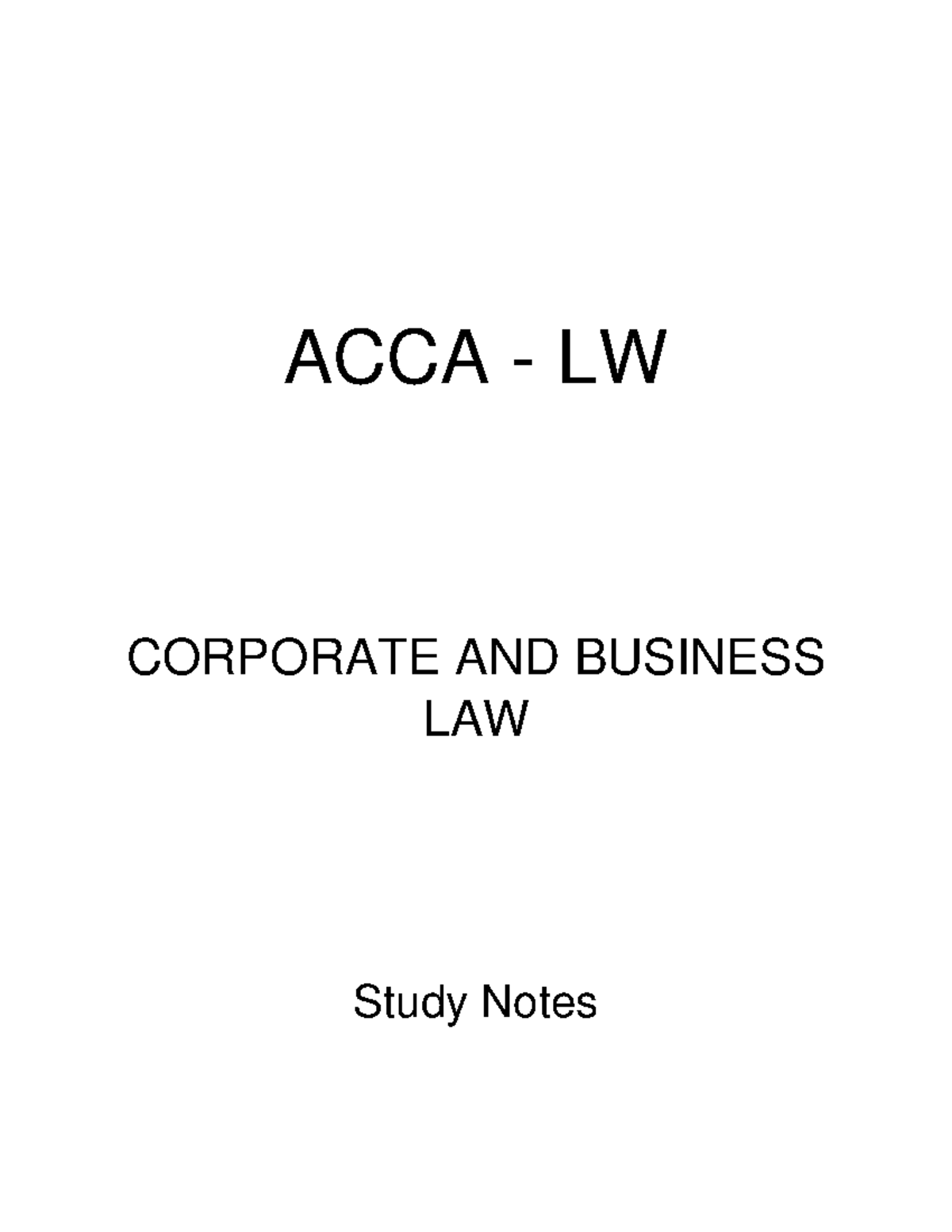 1.4Corporate Business Law - ACCA - LW CORPORATE AND BUSINESS LAW Study ...