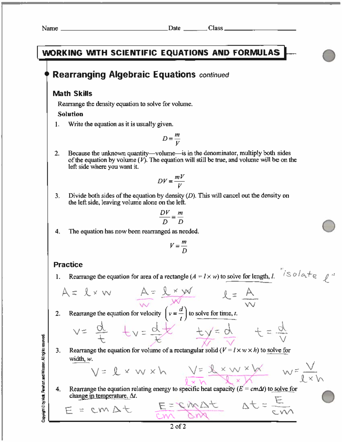 Rearranging equations ws answers - mel3e - Studocu