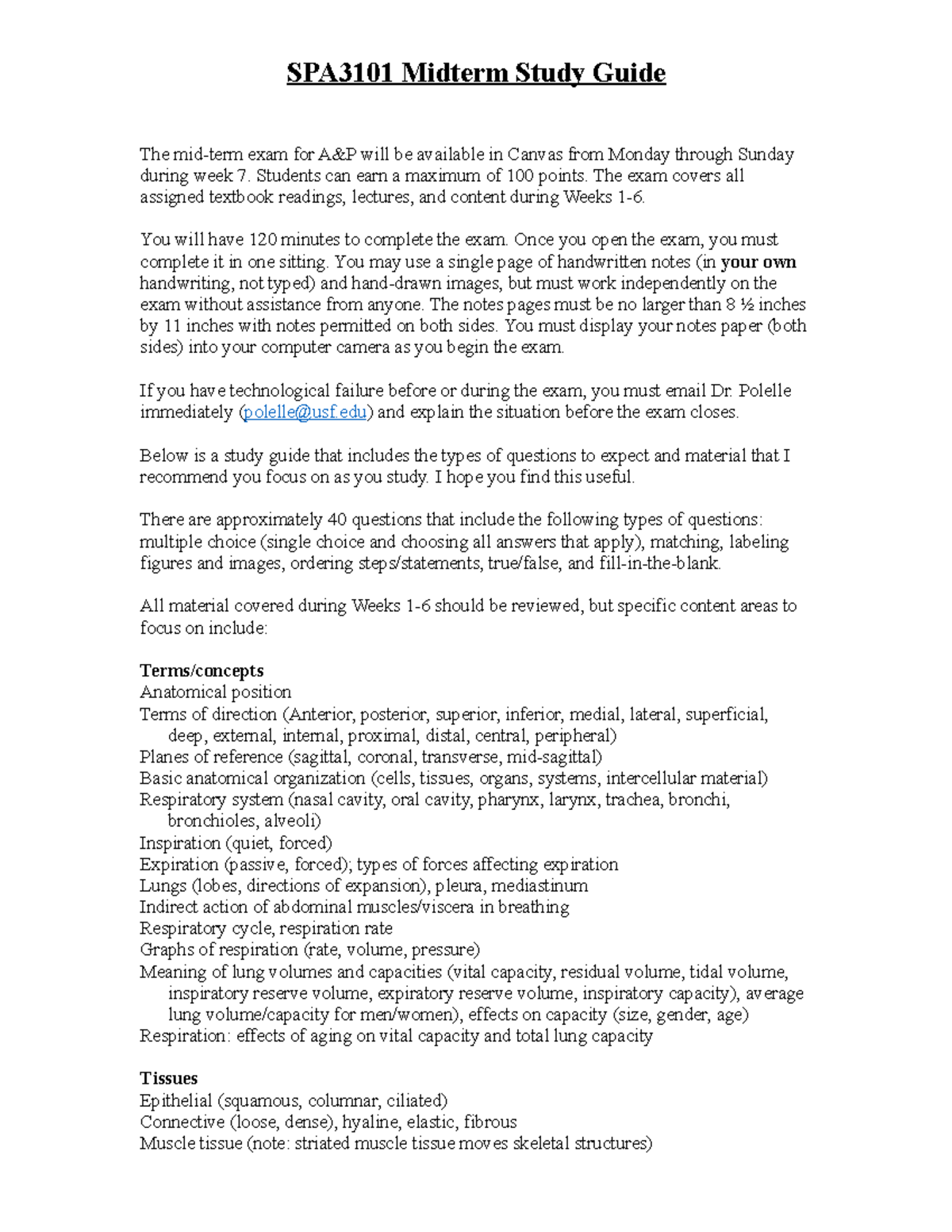 Exam 1 study guide - SPA3101 Midterm Study Guide The mid-term exam for ...