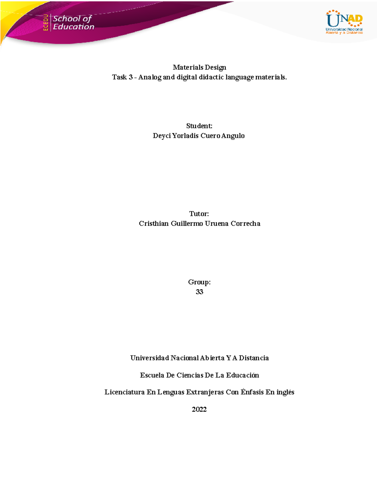 Deyci cuero 33 - tareas educativa - Materials Design Task 3 - Analog and digital didactic ...