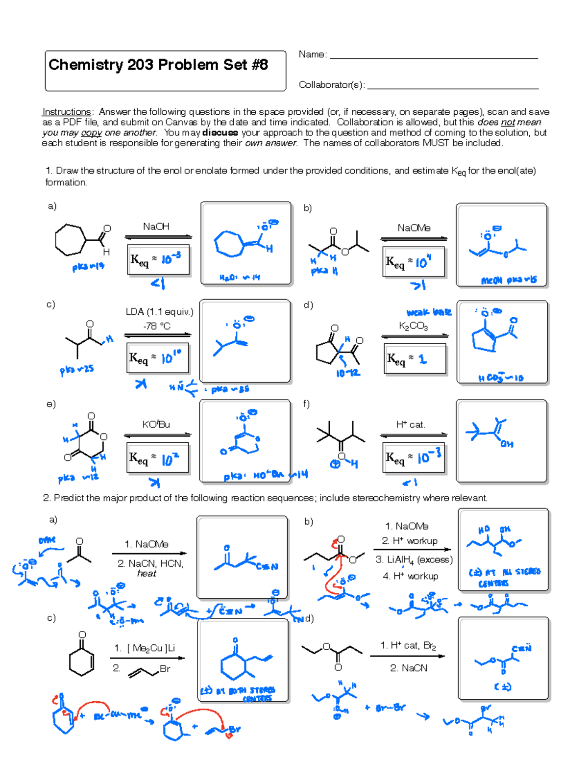 Problem Set 8 - Dr. Reza Saadein Spring 2023 - Chemistry 203 Problem ...
