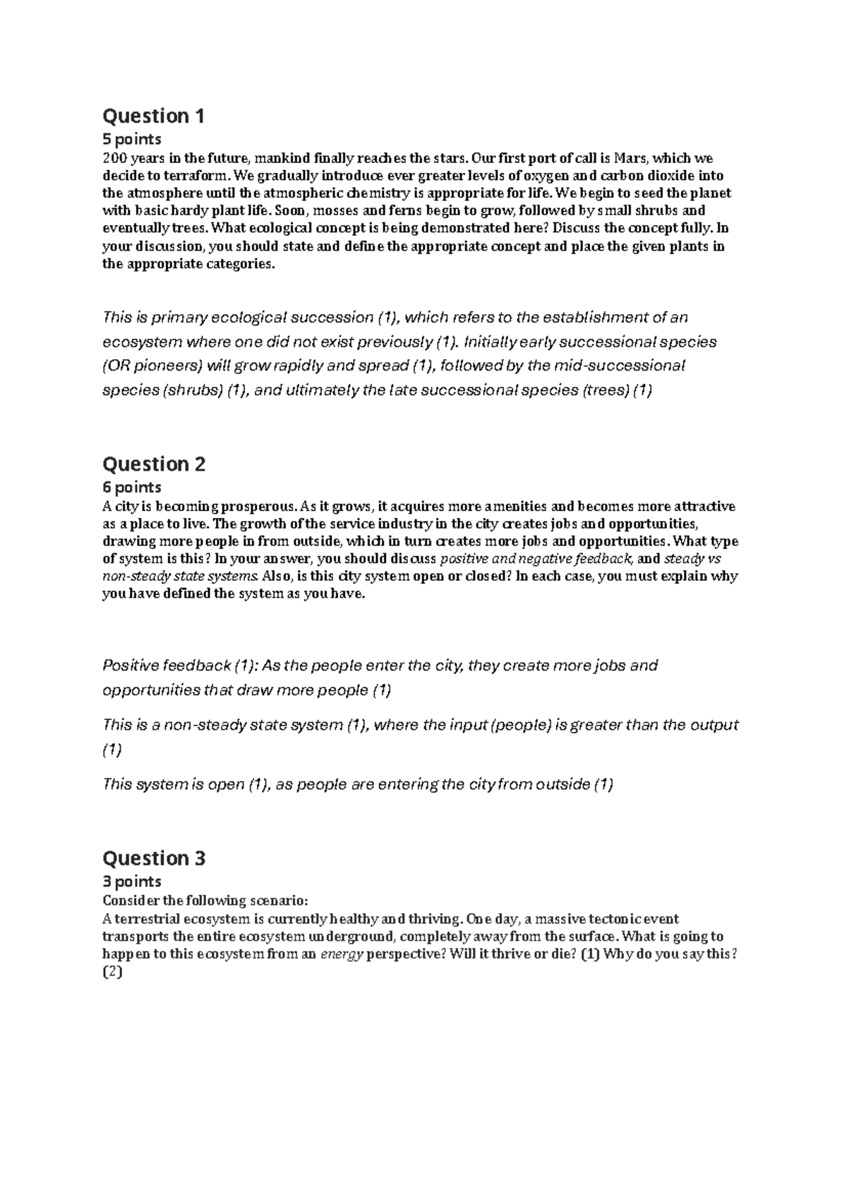 Practice questions memo - 5 points 200 years in the future, mankind ...