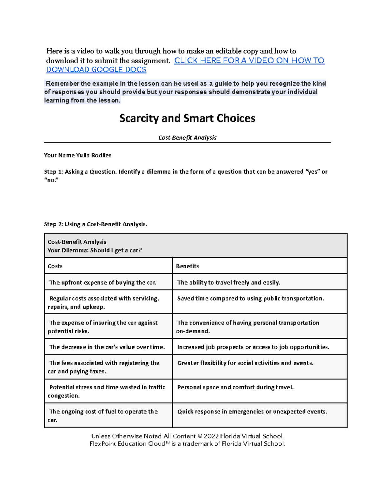 Scarcity and Smart Choices - Here is a video to walk you through how to ...