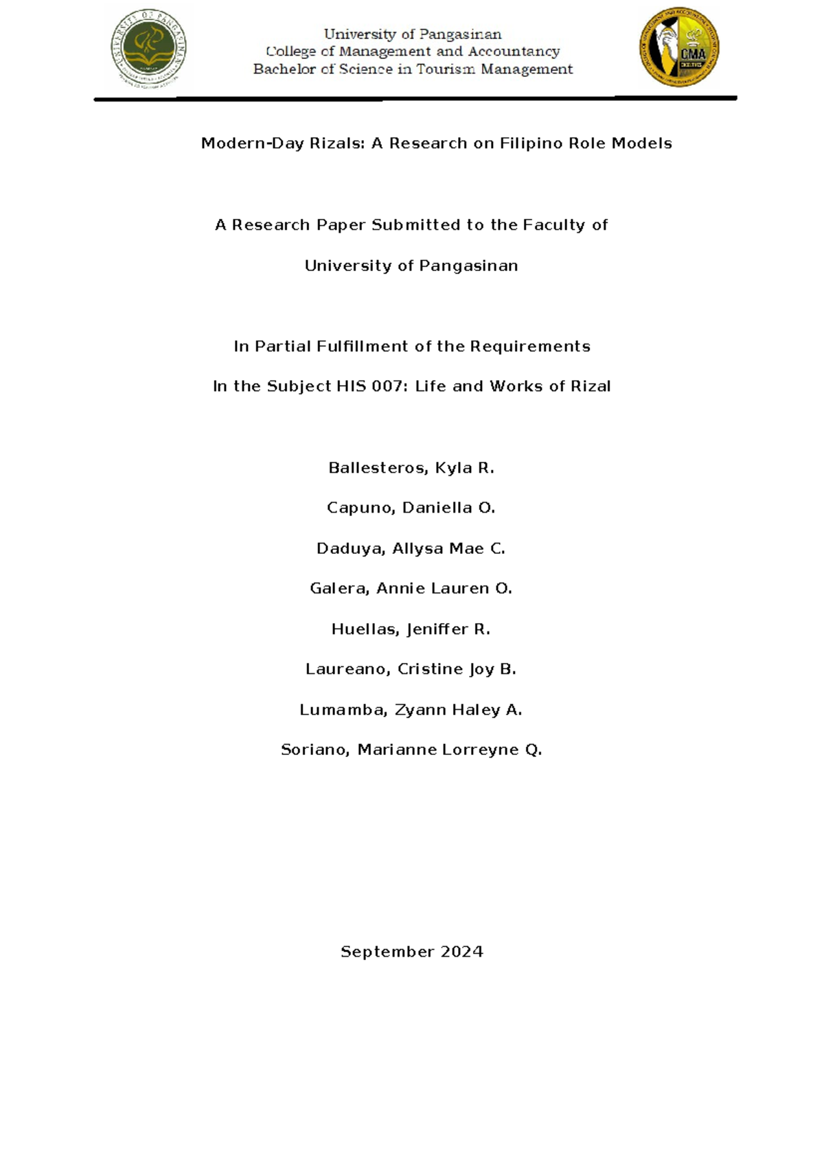 Modern-DAY- Rizal- Research-HIS-007- Group 1- Final-1 - Modern-Day ...