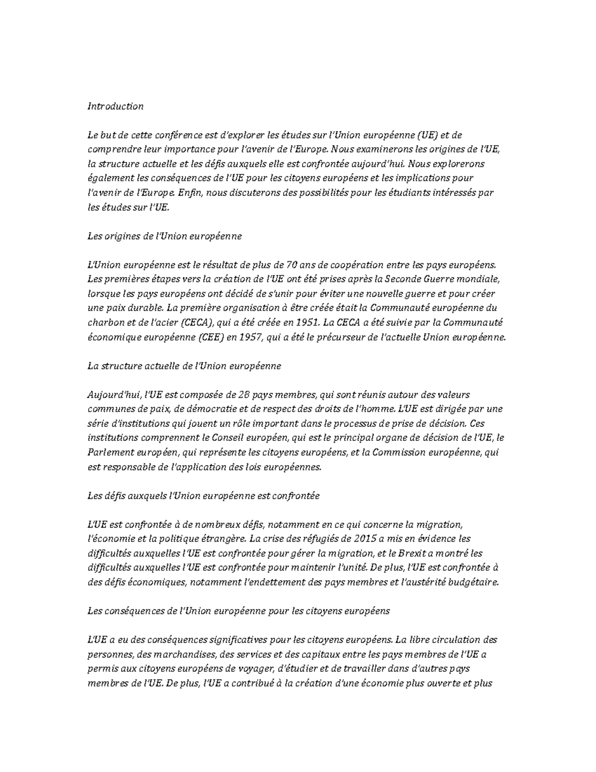 European Union Studies Study Notes - Introduction Le but de cette ...