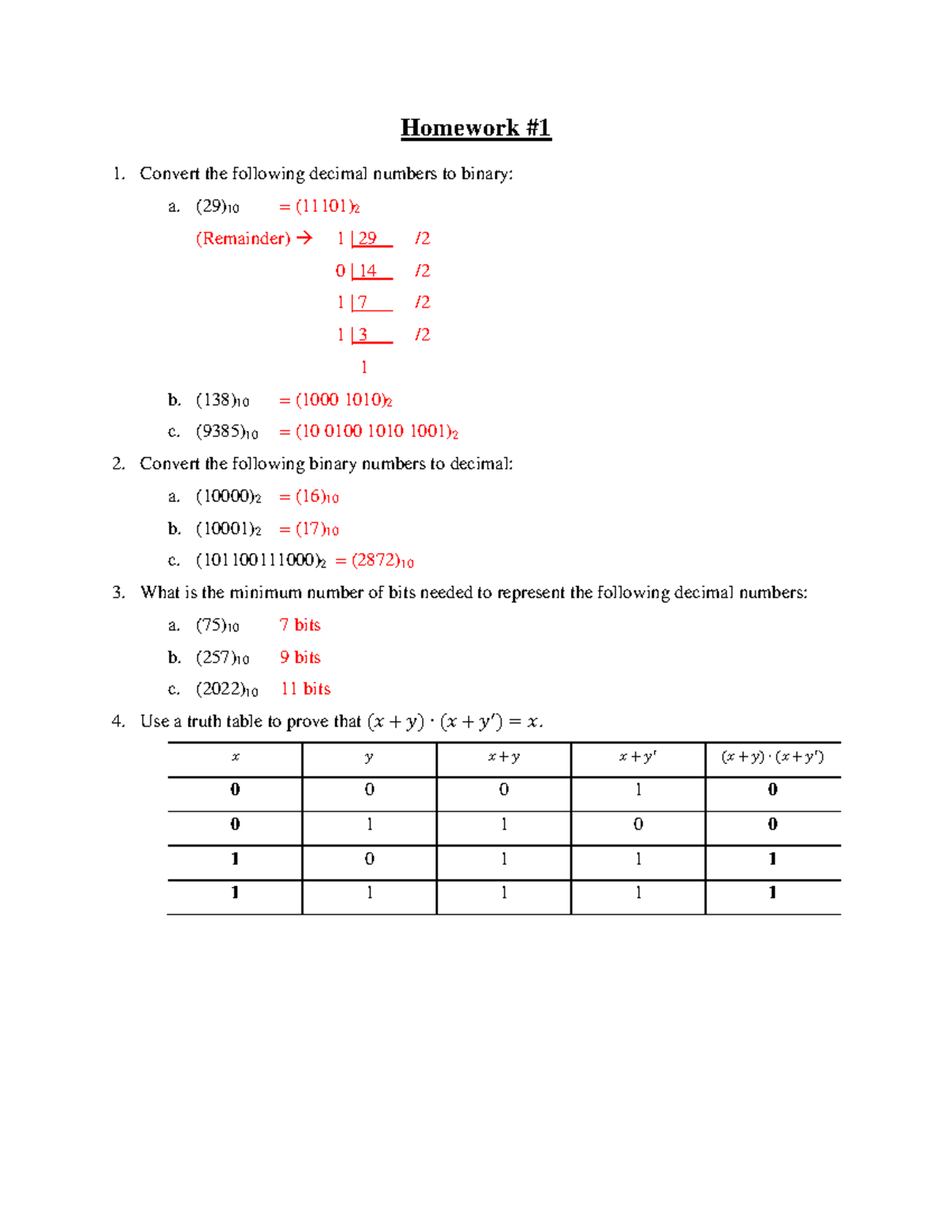 HW-1 Solutions - answers for hw1 - Homework Convert the following ...