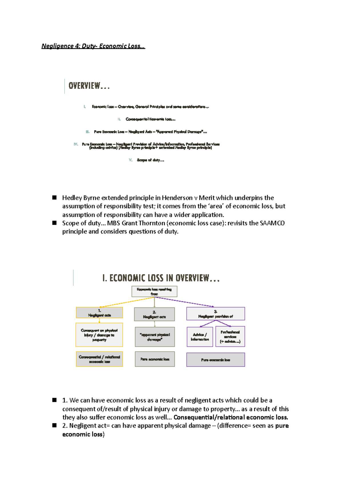 Tort Law Negligence 4 Economic Loss - Negligence 4: Duty- Economic Loss ...
