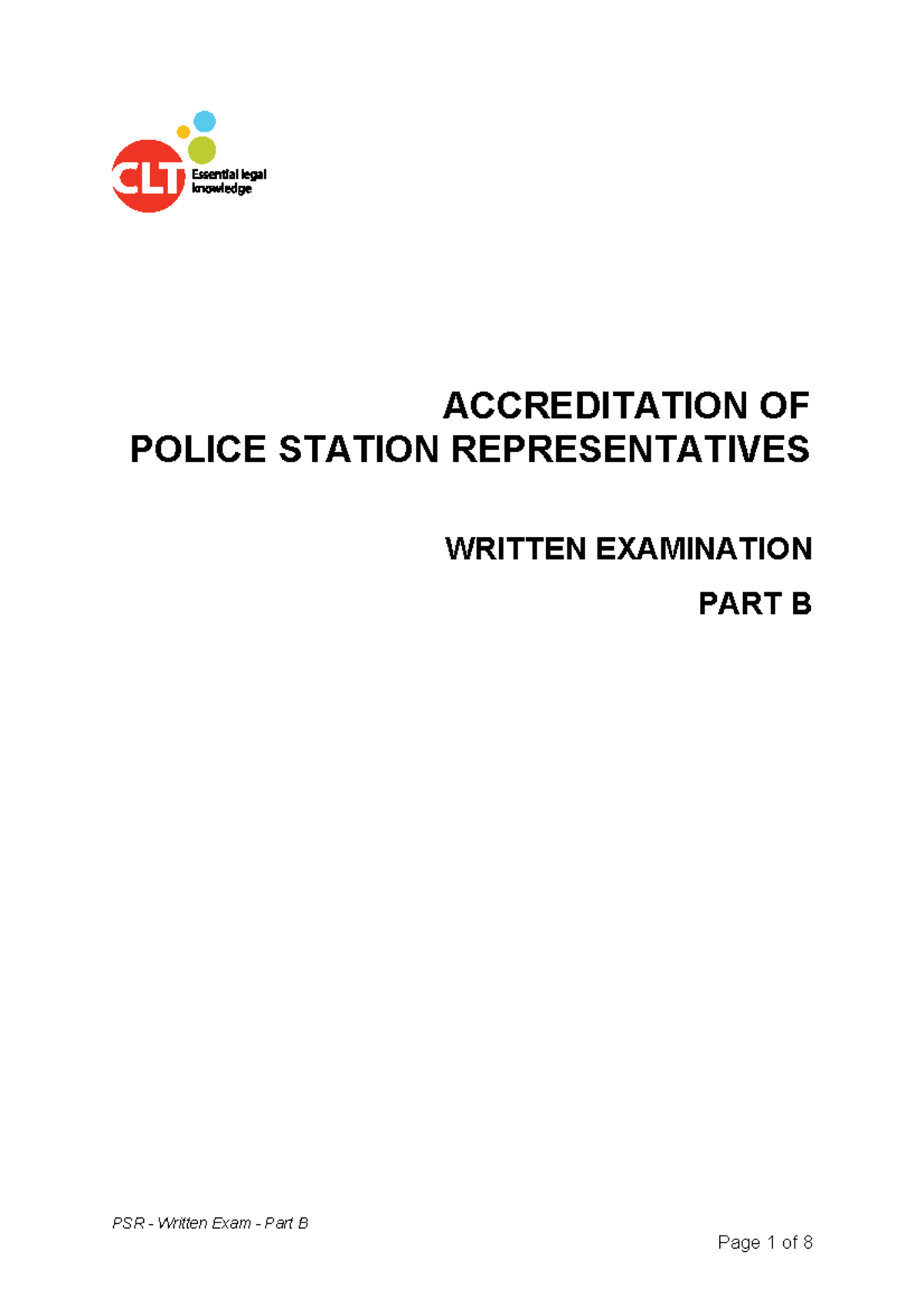 PSR Written Exam Part B - PSR - Written Exam - Part B ACCREDITATION OF ...