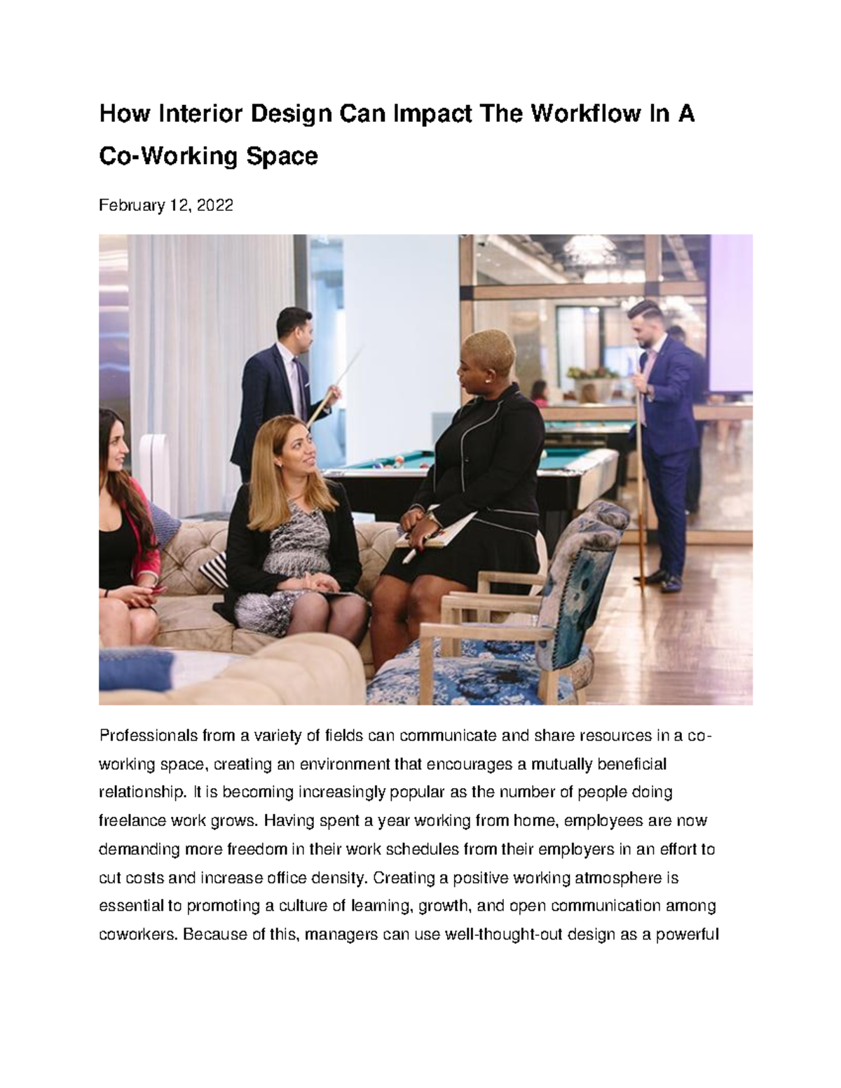 How Interior Design Can Impact The Workflow In A Co-Working Space - How ...