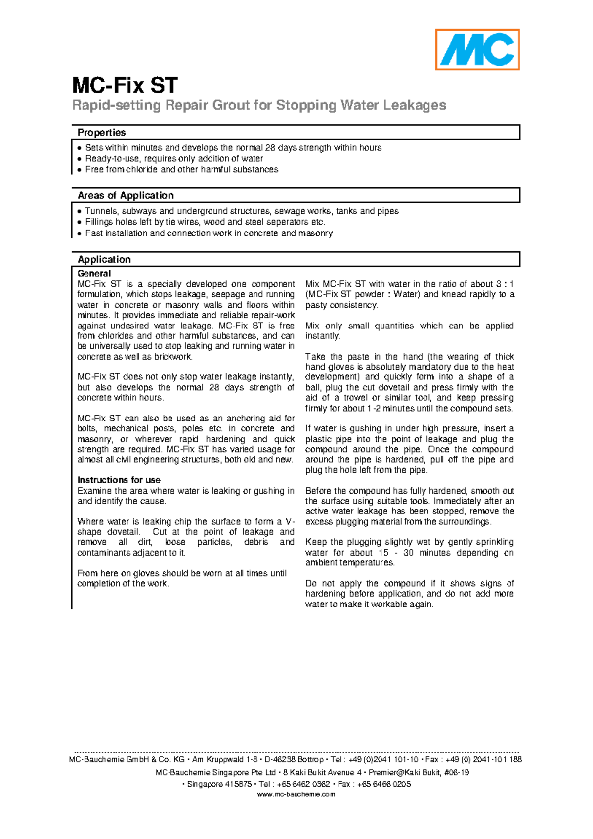 MC-Fix ST - Product description for concrete works - mc-bauchemie MC ...