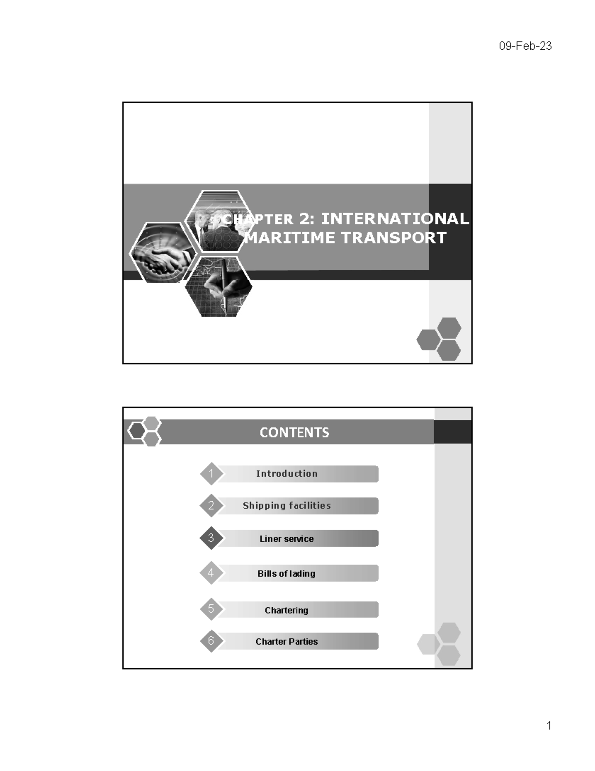 Chap 2 - Introduction to shipping - CHAPTER 2: INTERNATIONAL MARITIME ...