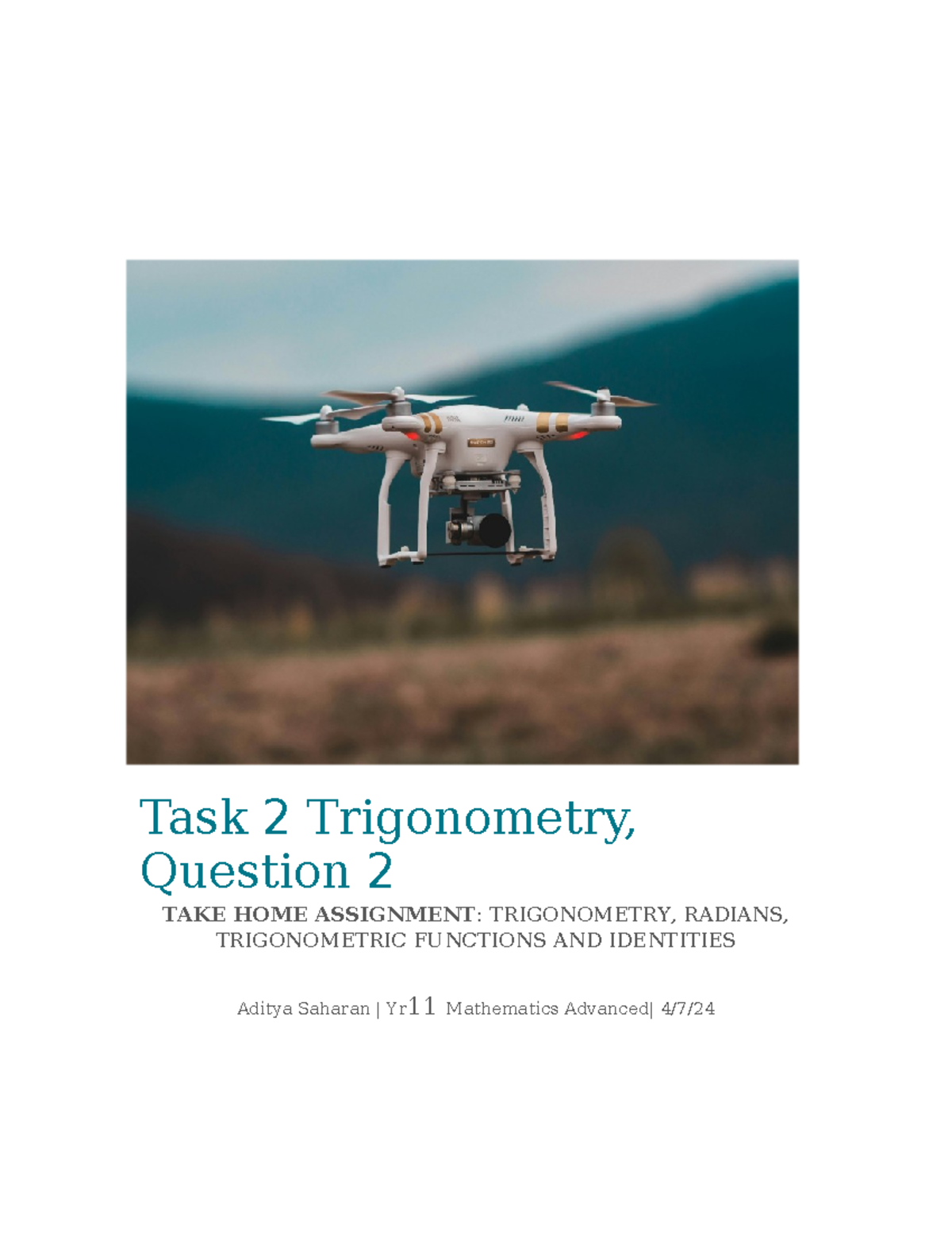 Task 2 Trigonometry; Question 2 - Task 2 Trigonometry, Question 2 TAKE HOME ASSIGNMENT: - Studocu