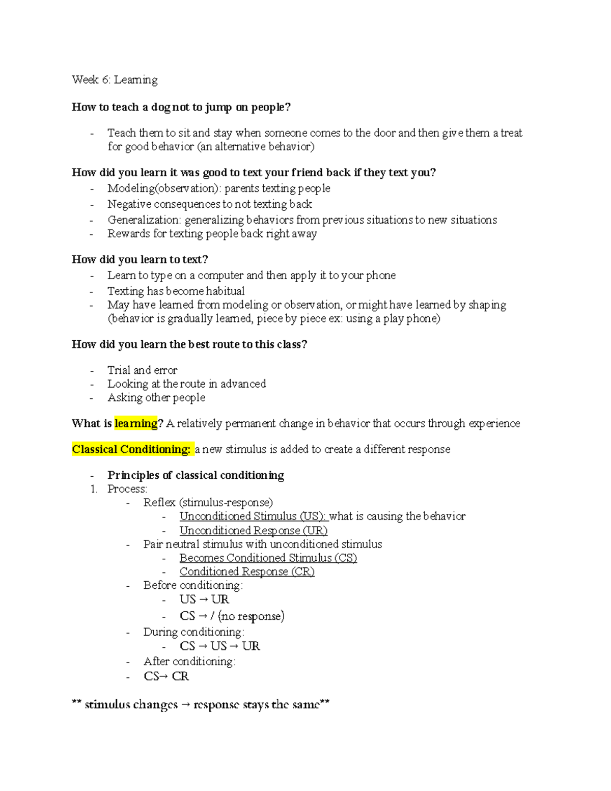 Week 6 learning - general psychology - Week 6: Learning How to teach a dog not to jump on people ...