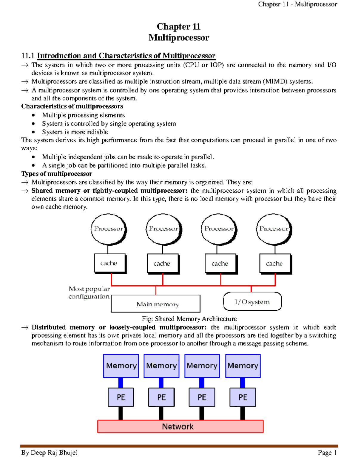 Chapter 11 CO BIM III - Good - Chapter 11 Multiprocessor 11 Introduction and Characteristics of ...