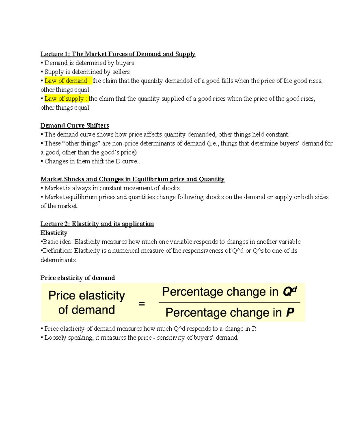 Week 3 Lecture - Lecture 1: The Market Forces of Demand and Supply ...
