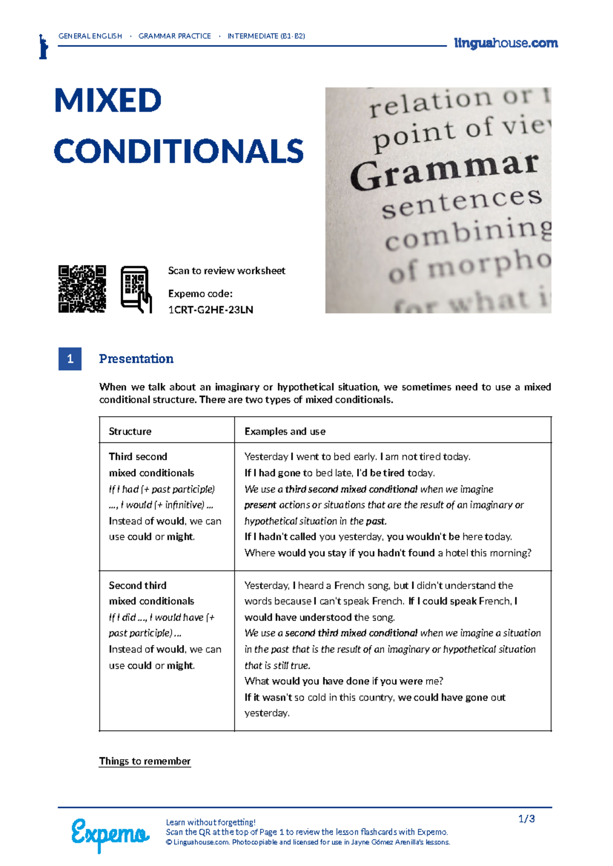 Mixed conditionals american english teacher - GENERAL ENGLISH · GRAMMAR ...