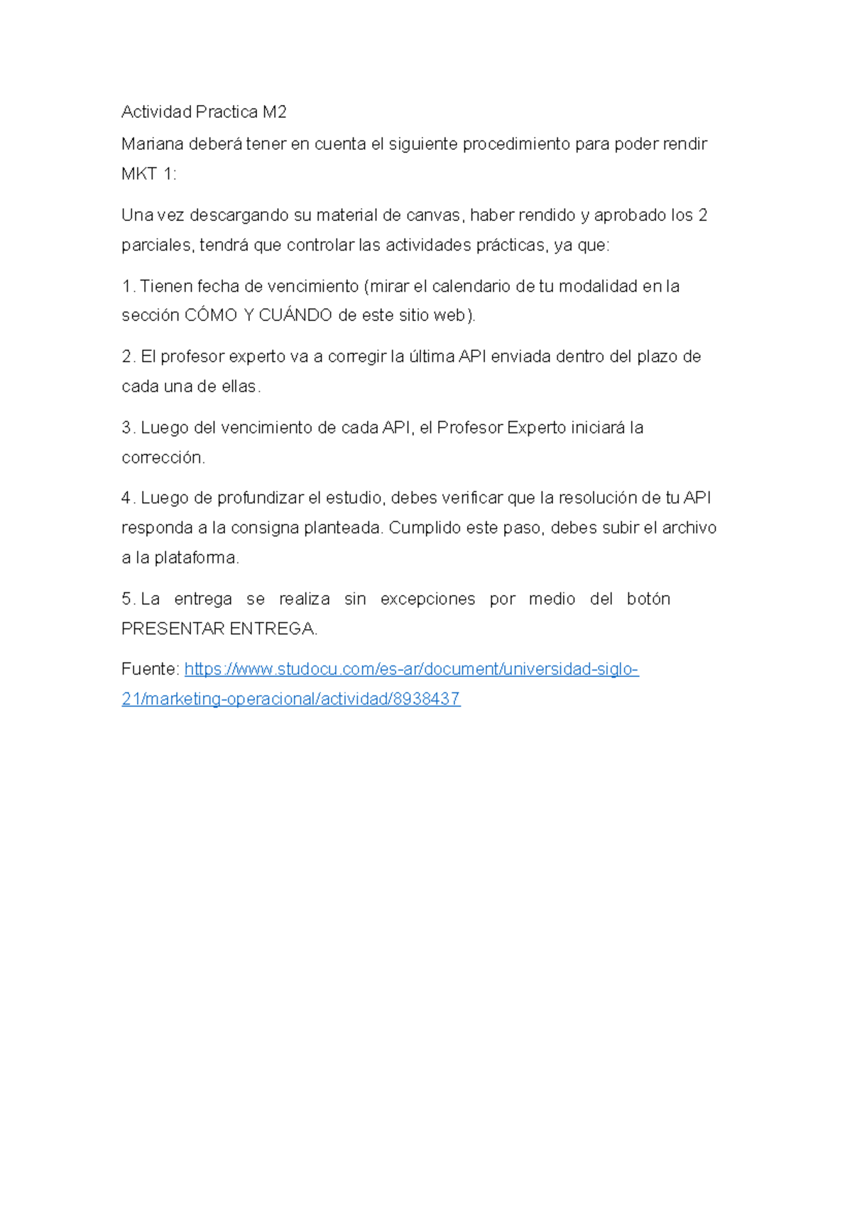 Actividad Practica M2 - Actividad Practica M Mariana deberá tener en cuenta el siguiente - Studocu