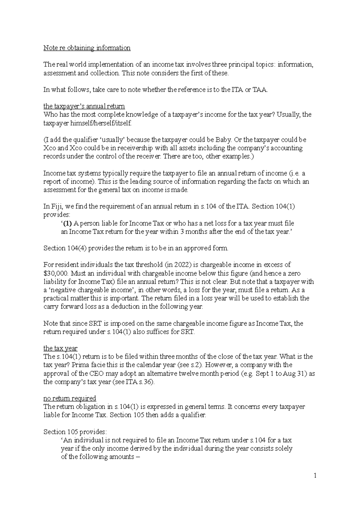 03 note re obtaining information - Note re obtaining information The ...