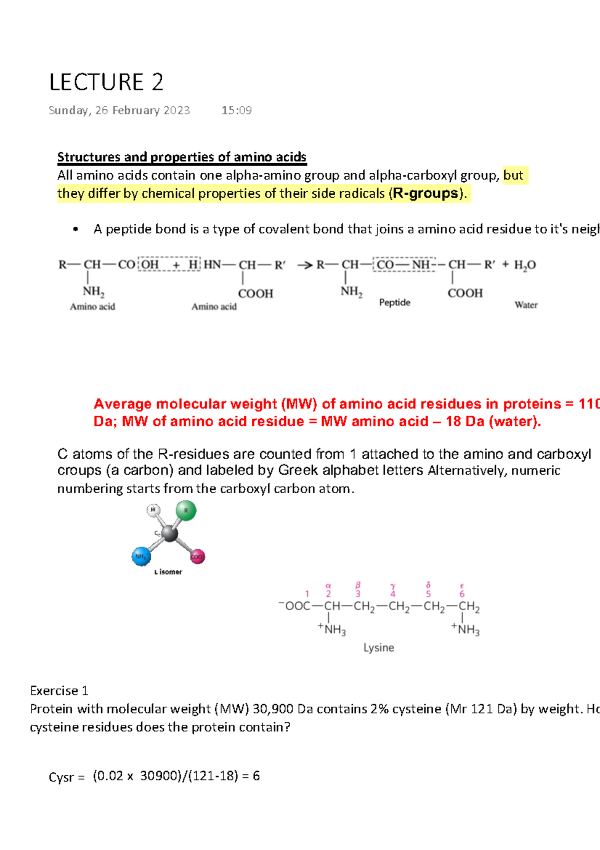 Lecture 2 - Exam notes and examples - Structures and properties of ...