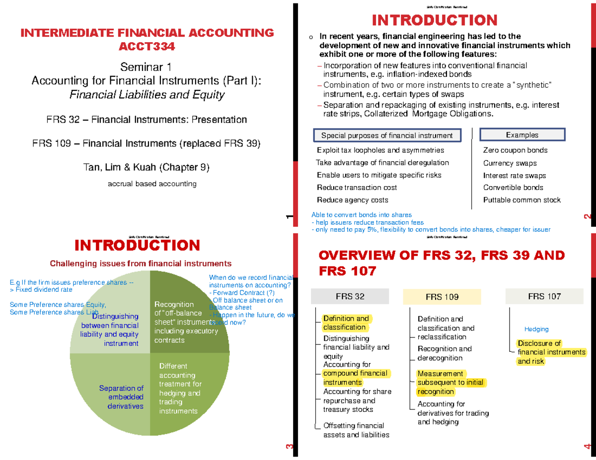 IFA Lesson 1 - Week 1 - INTERMEDIATE FINANCIAL ACCOUNTING ACCT Seminar ...