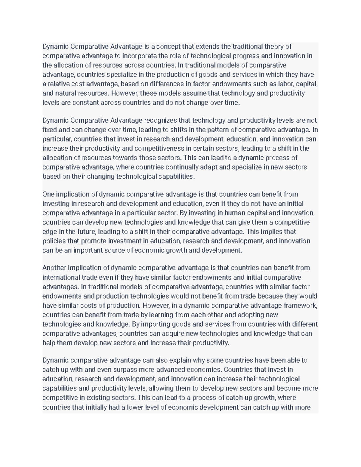 ECON1010 important lecture notes 27 - Dynamic Comparative Advantage is ...