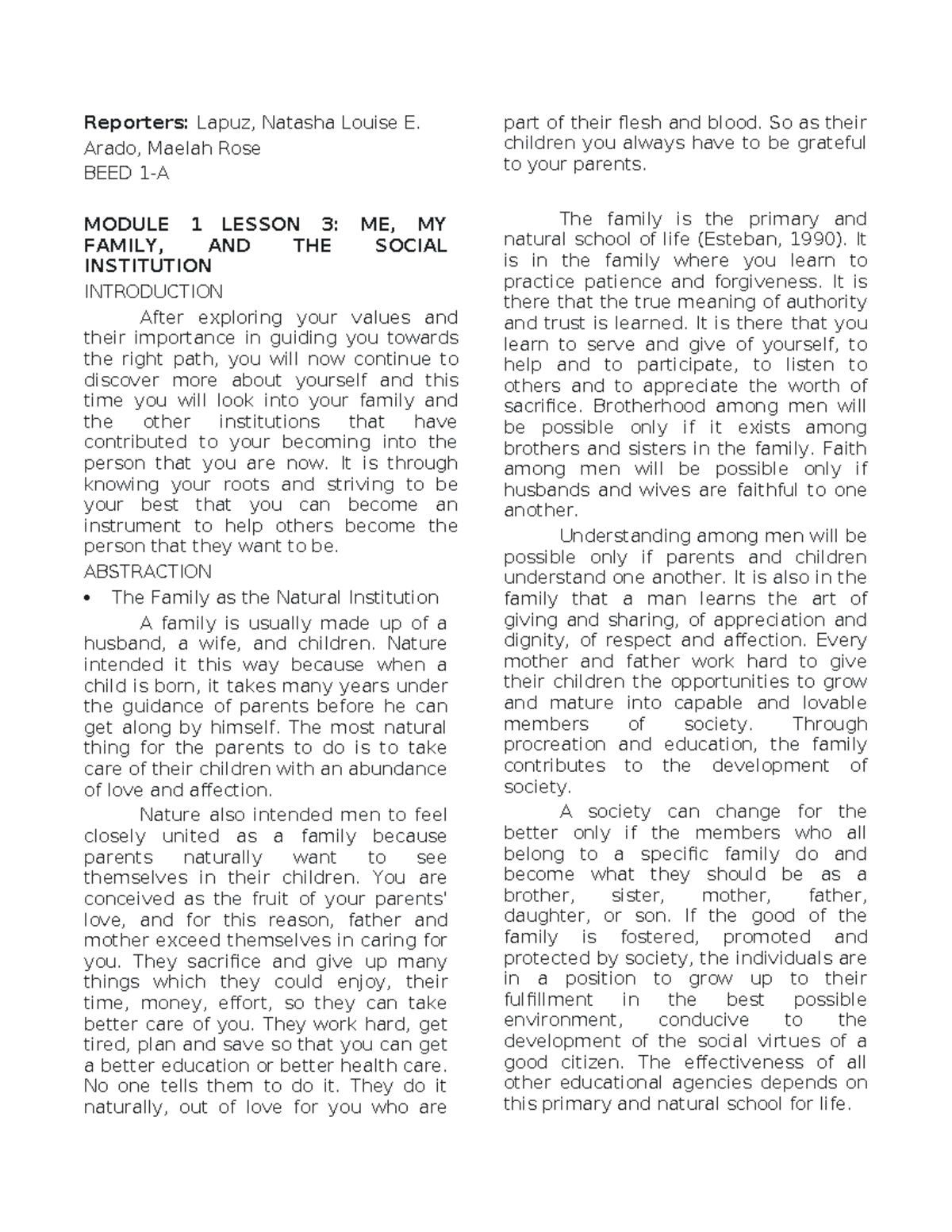 Handouts and Reports Materials - Reporters: Lapuz, Natasha Louise E ...