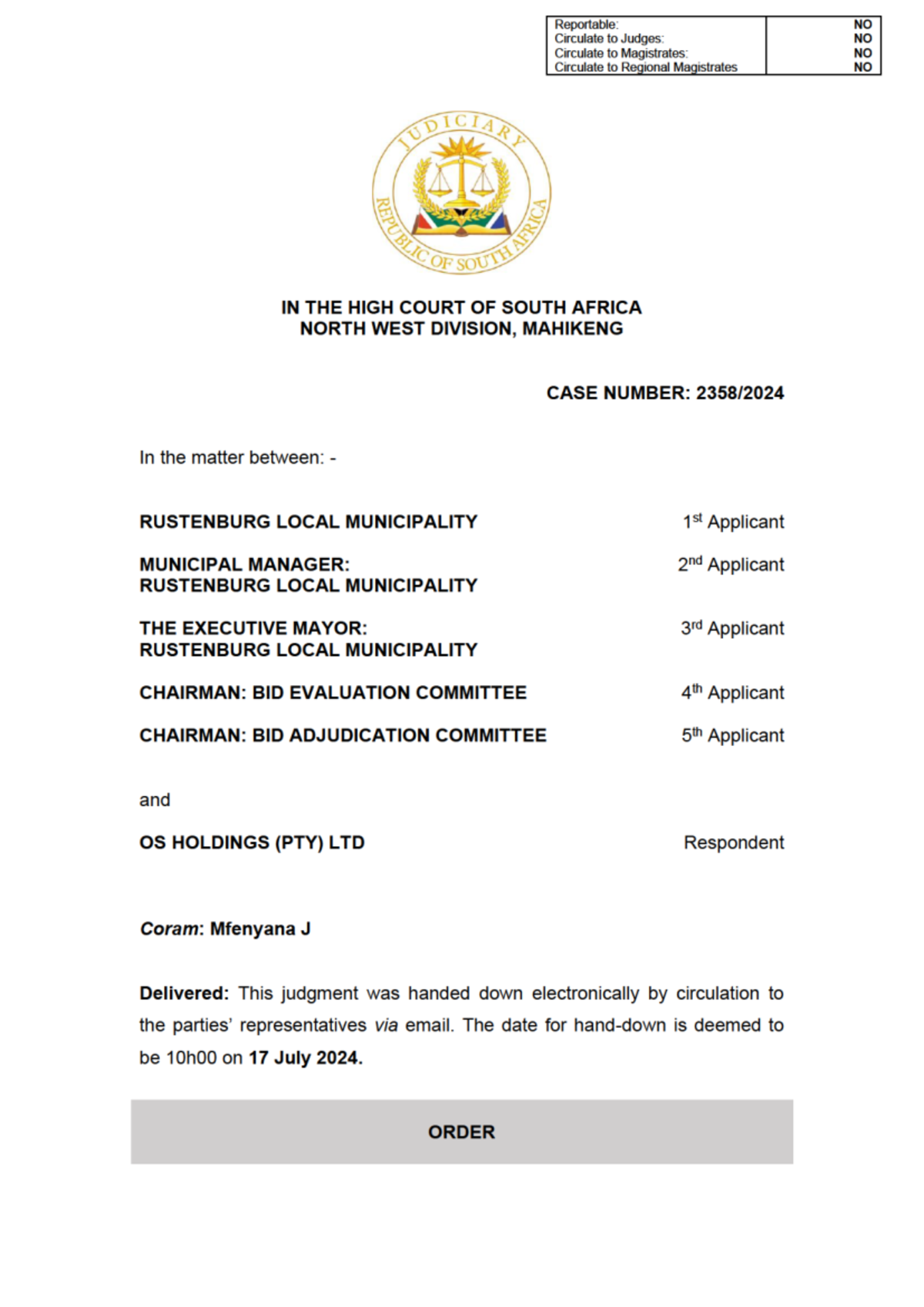 188 - Rustenburg Local Municipality and Others v OS Holdings (Pty) Ltd ...