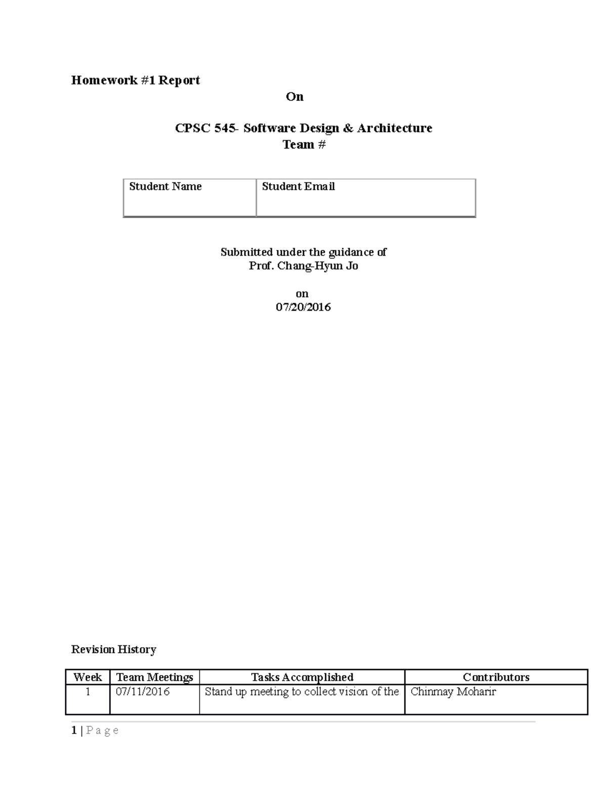 CPSC545 Team03 - Tutorial - Homework #1 Report On CPSC 545- Software ...