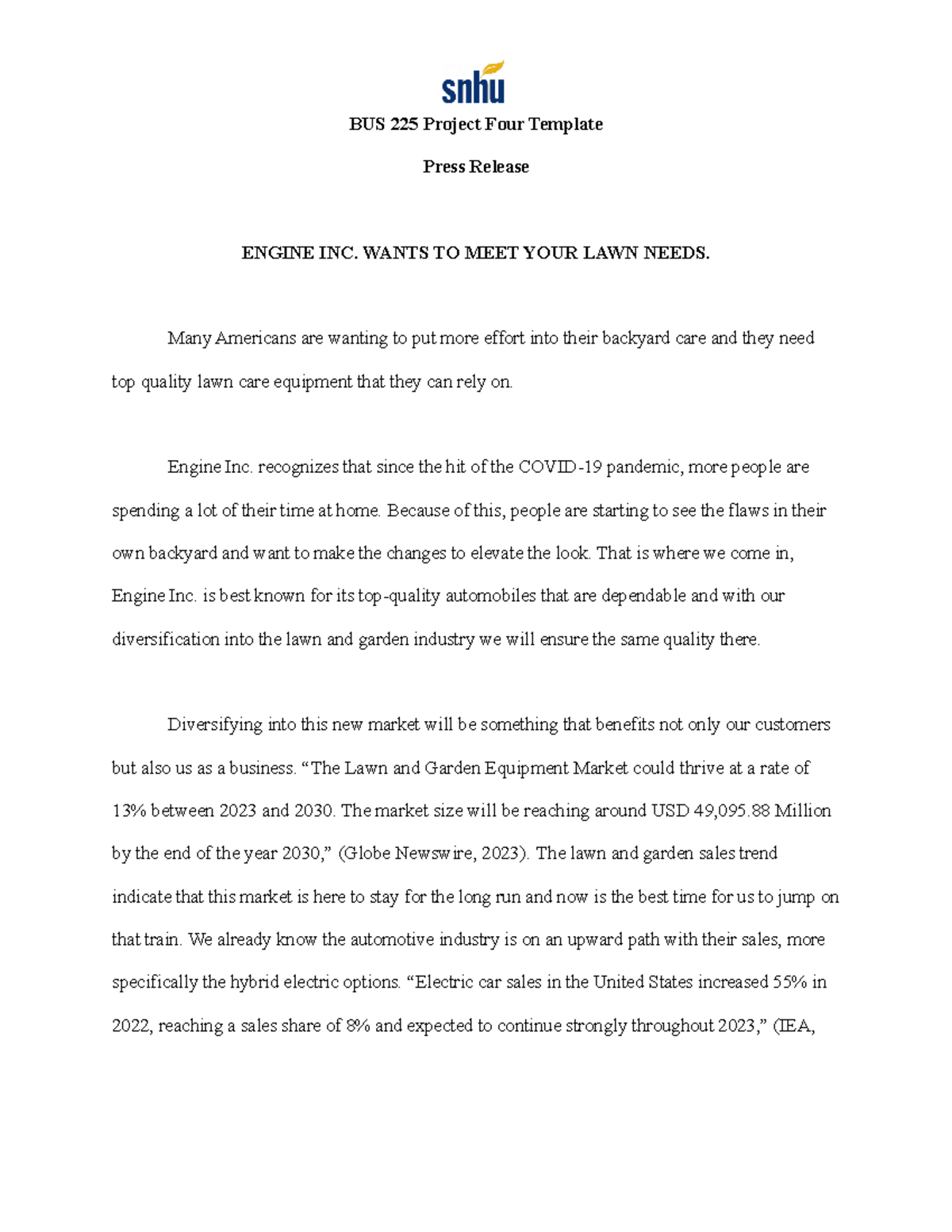 BUS 225 Project Four Template - BUS 225 Project Four Template Press ...