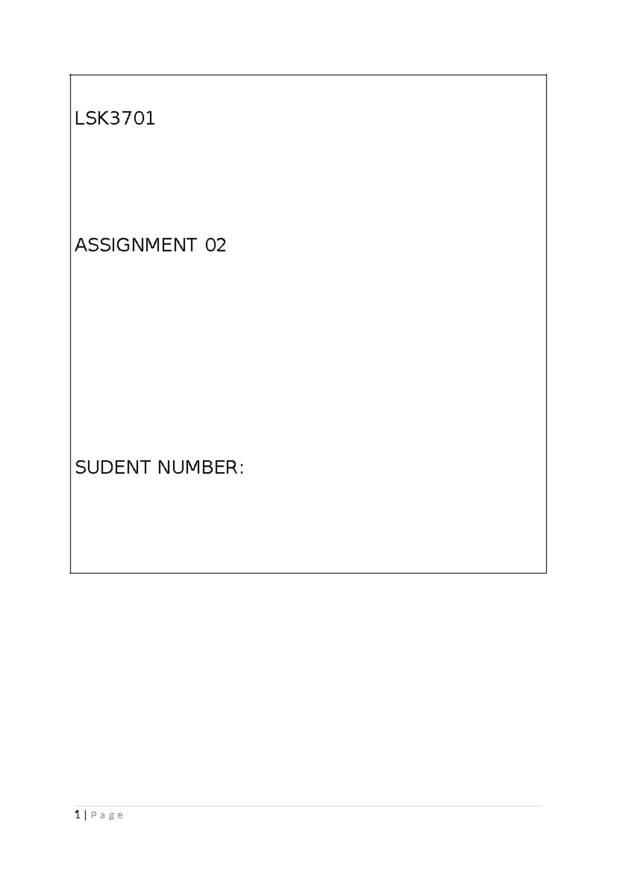 LSK3701 MANDATORY ASSIGNMENT - LSK ASSIGNMENT 02 SUDENT NUMBER ...