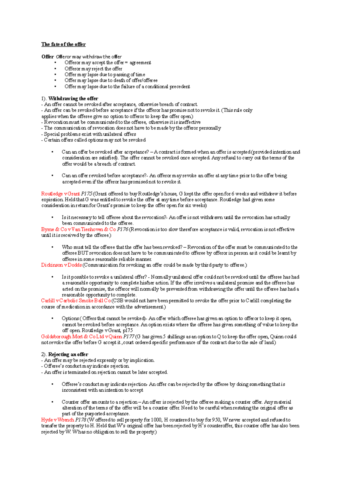 law-in-commerce-ultimate-law-exam-notes-the-fate-of-the-offer-offer