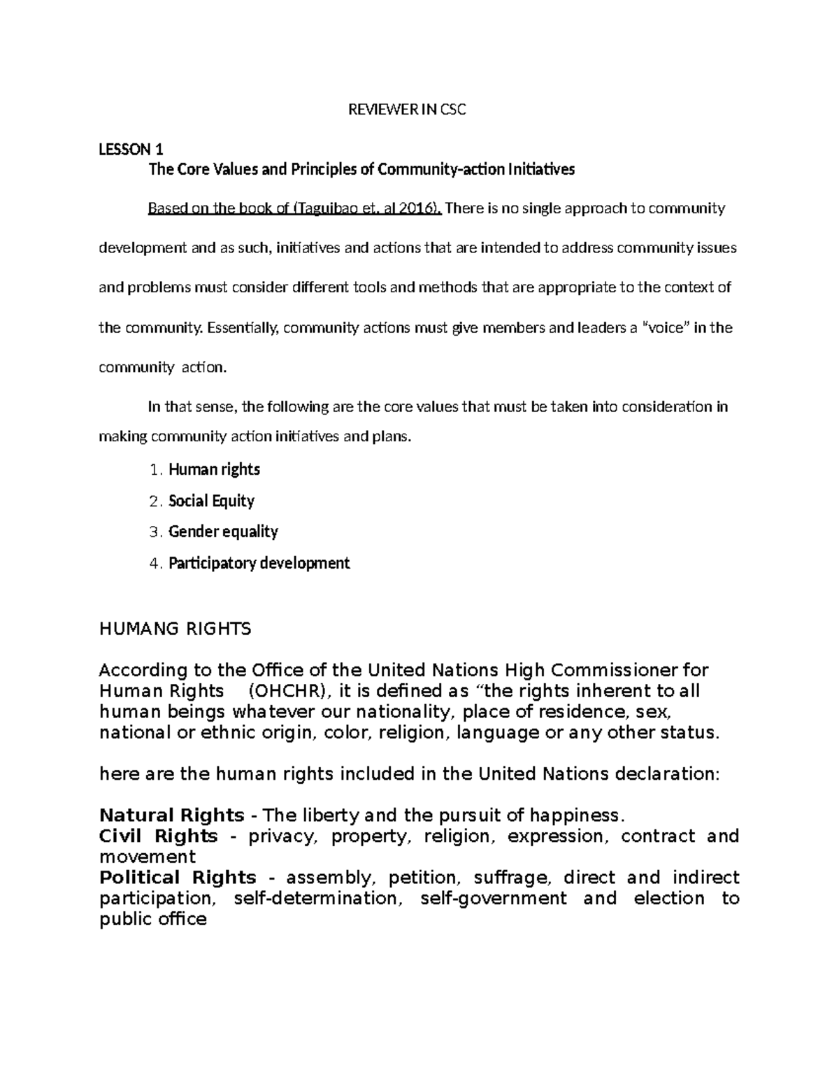 Reviewer-IN-CSC - Community Engagement - REVIEWER IN CSC LESSON 1 The ...