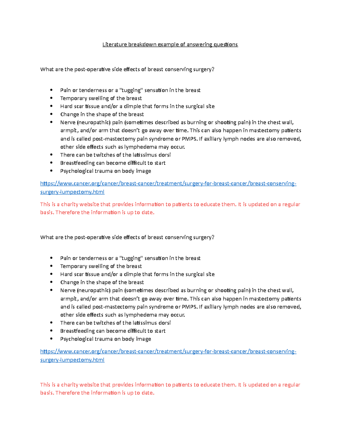 Literature breakdown to answer questions example - ODP4017 - BCU - Studocu