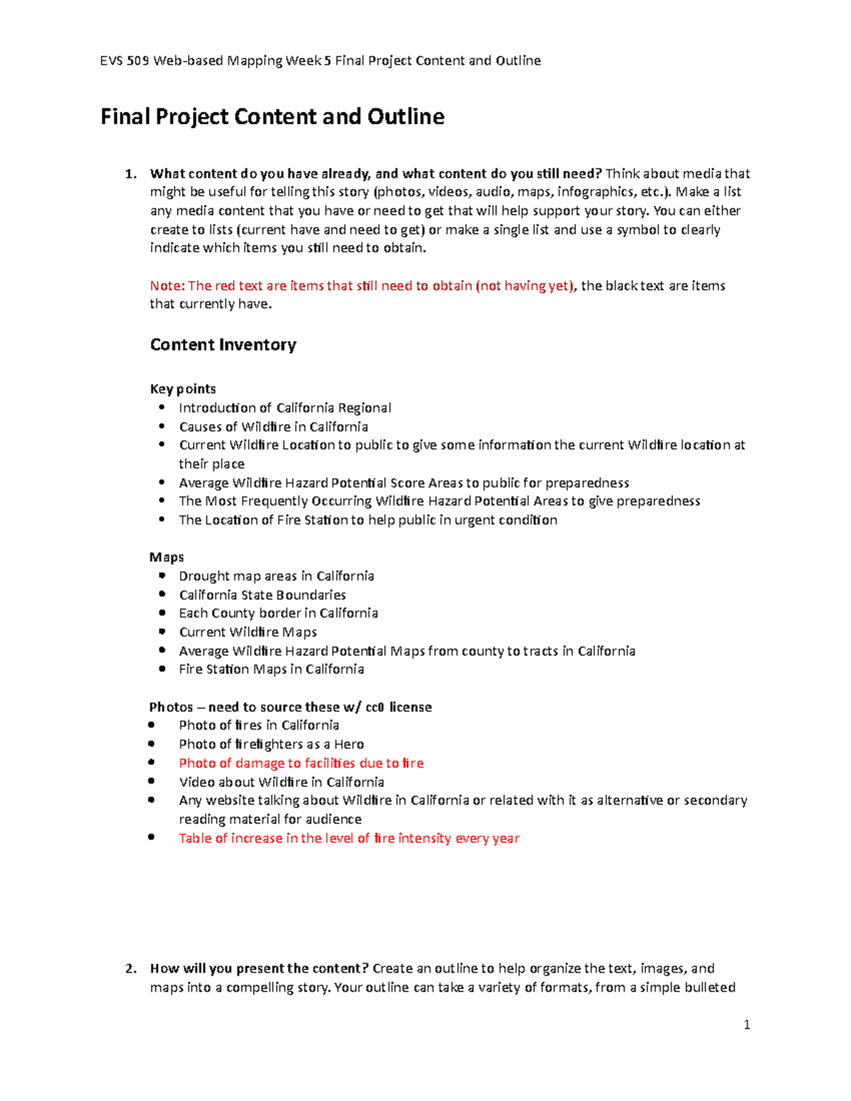 Week5Final Project Outline - EVS 509 Web-based Mapping Week 5 Final Project Content and Outline ...