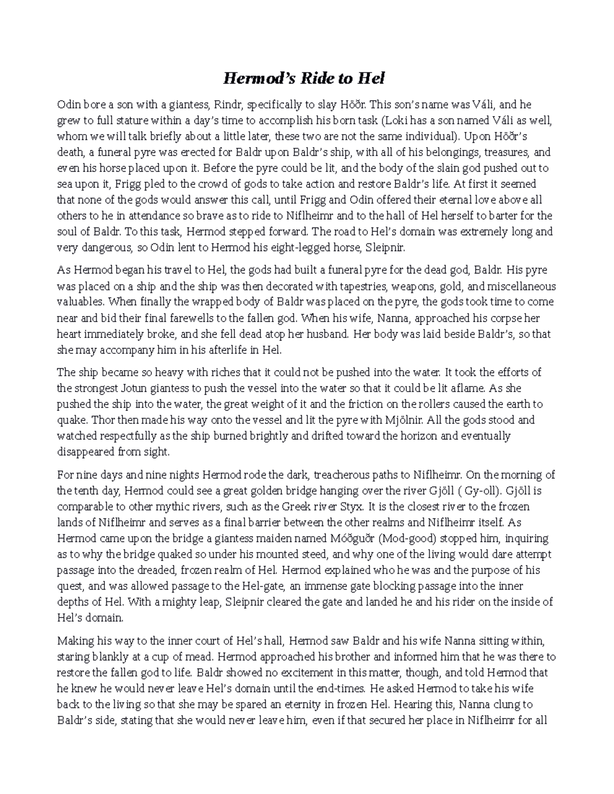 Part 7 northern europe - Hermod’s Ride to Hel Odin bore a son with a ...